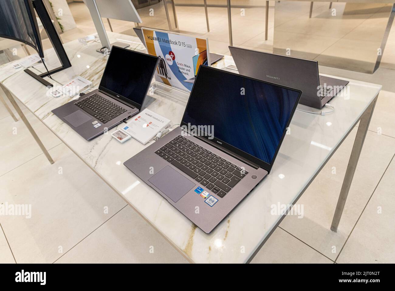 Huawei MateBook D 15 laptops seen on display inside a Huawei store in ...