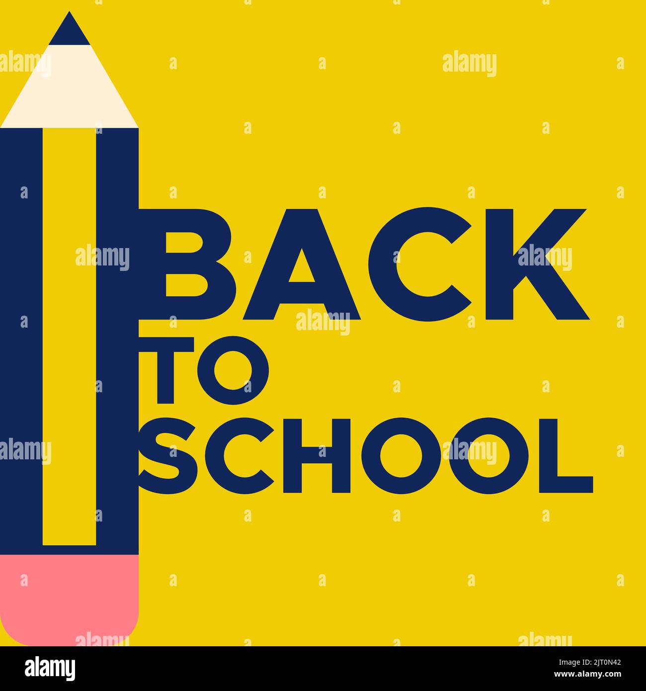 Back to school square banner. Pencil with eraser on yellow background ...