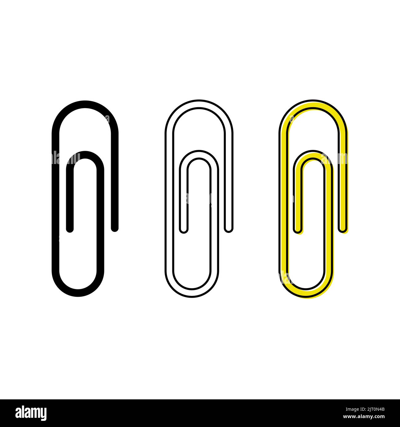 Clip school supply icon set. Three different styles: black filled ...