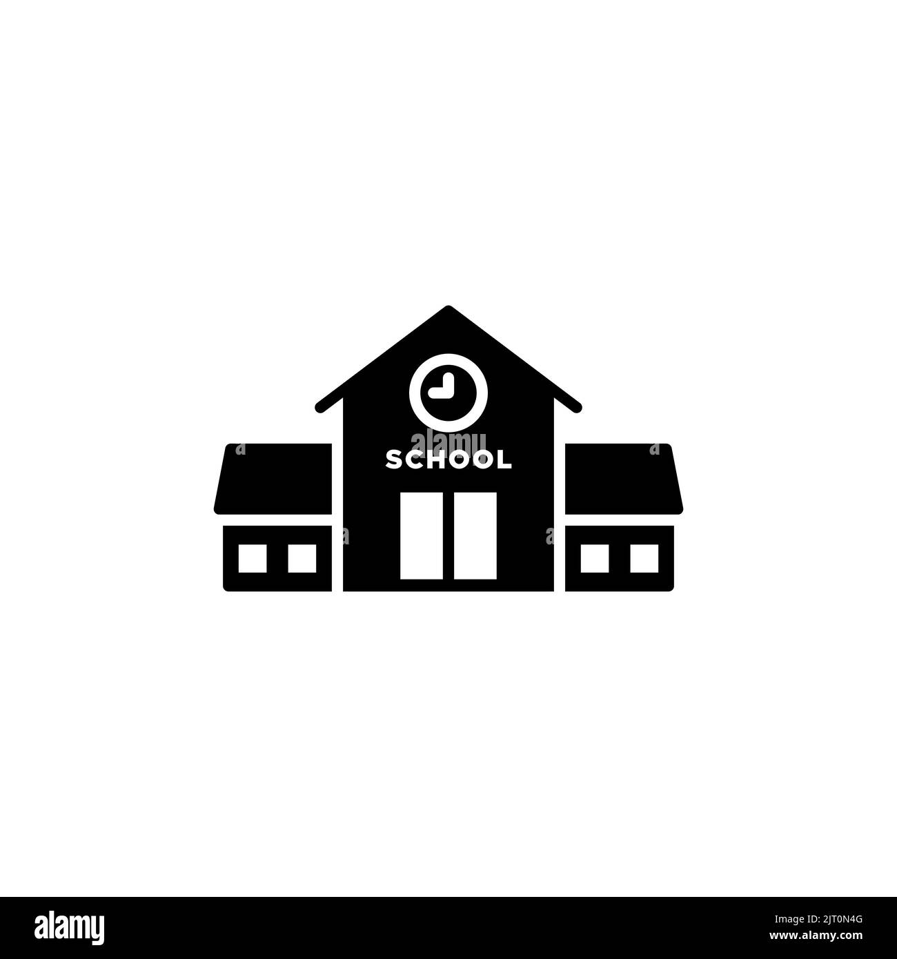 School building icon. Black filled pictogram. Back to school ...