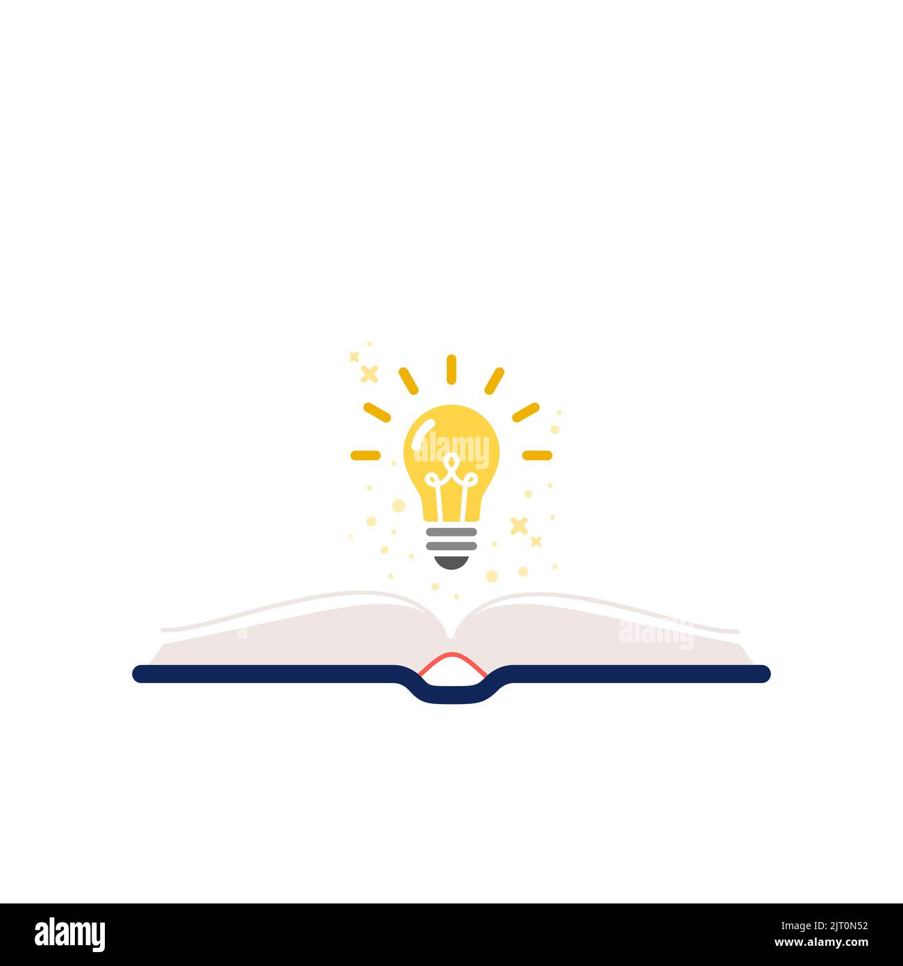 Open book with light bulb. Square banner. Concept of imagination ...
