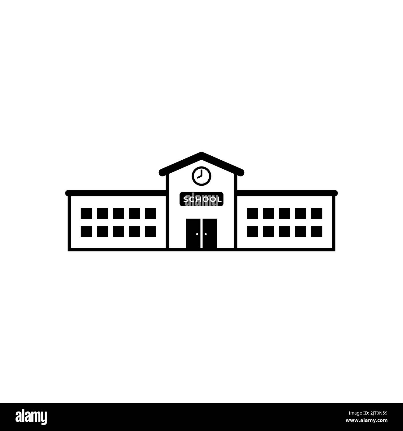 School building linear icon. Black outline. Back to school inspiration ...
