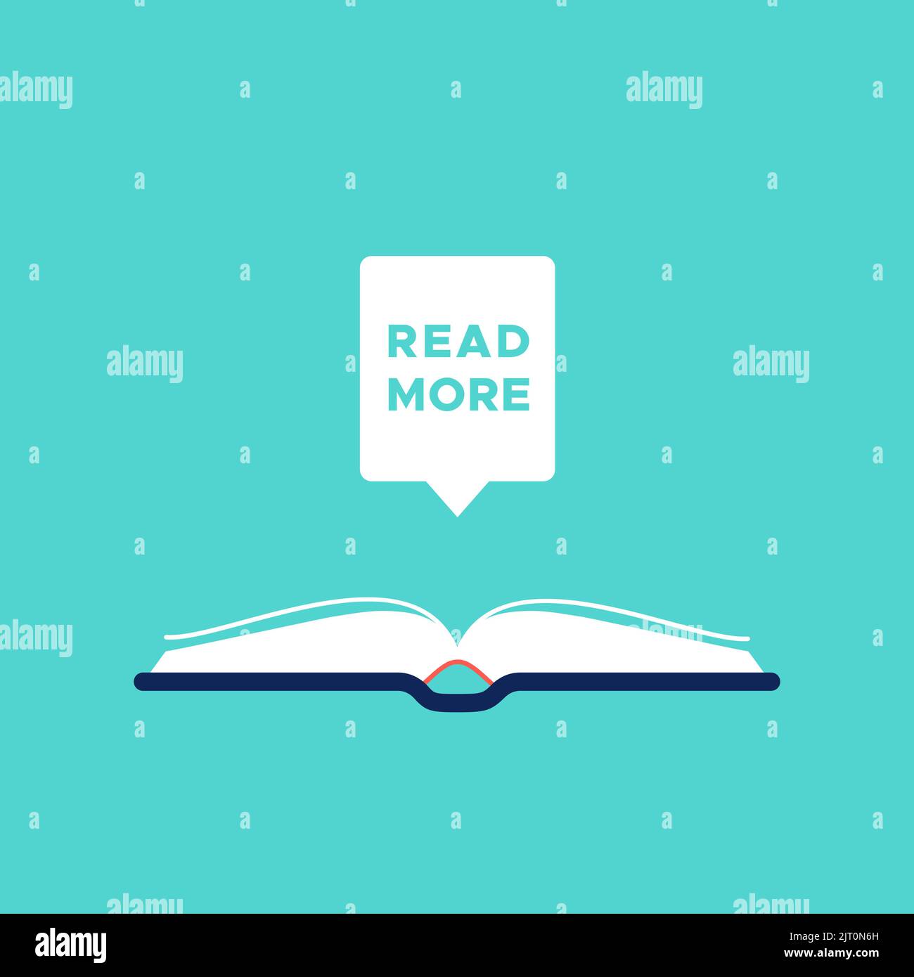 Open book with text on speech bubble. Read more square banner. Concept ...