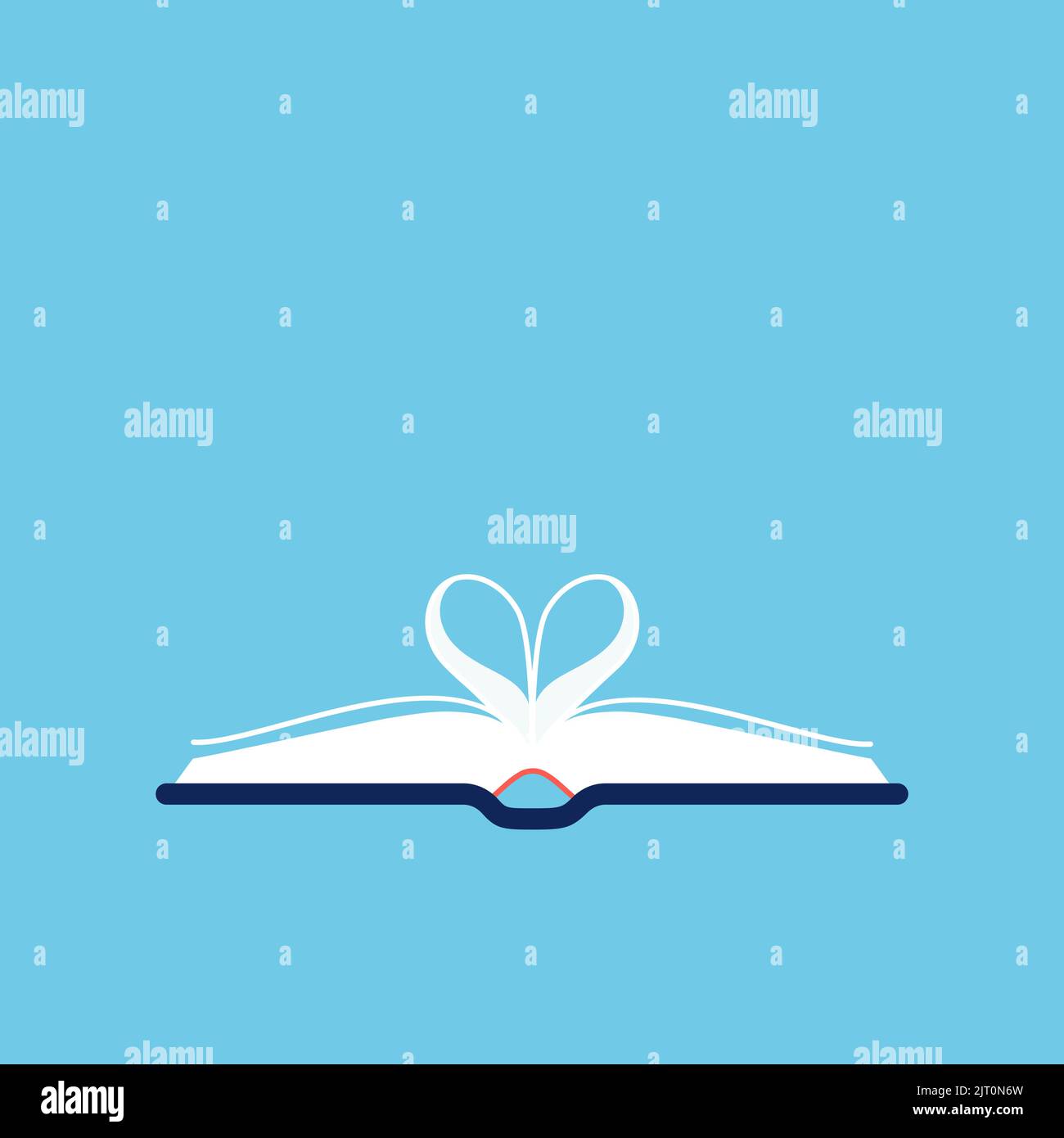 Open book with heart shaped center pages. Concept of book lover ...