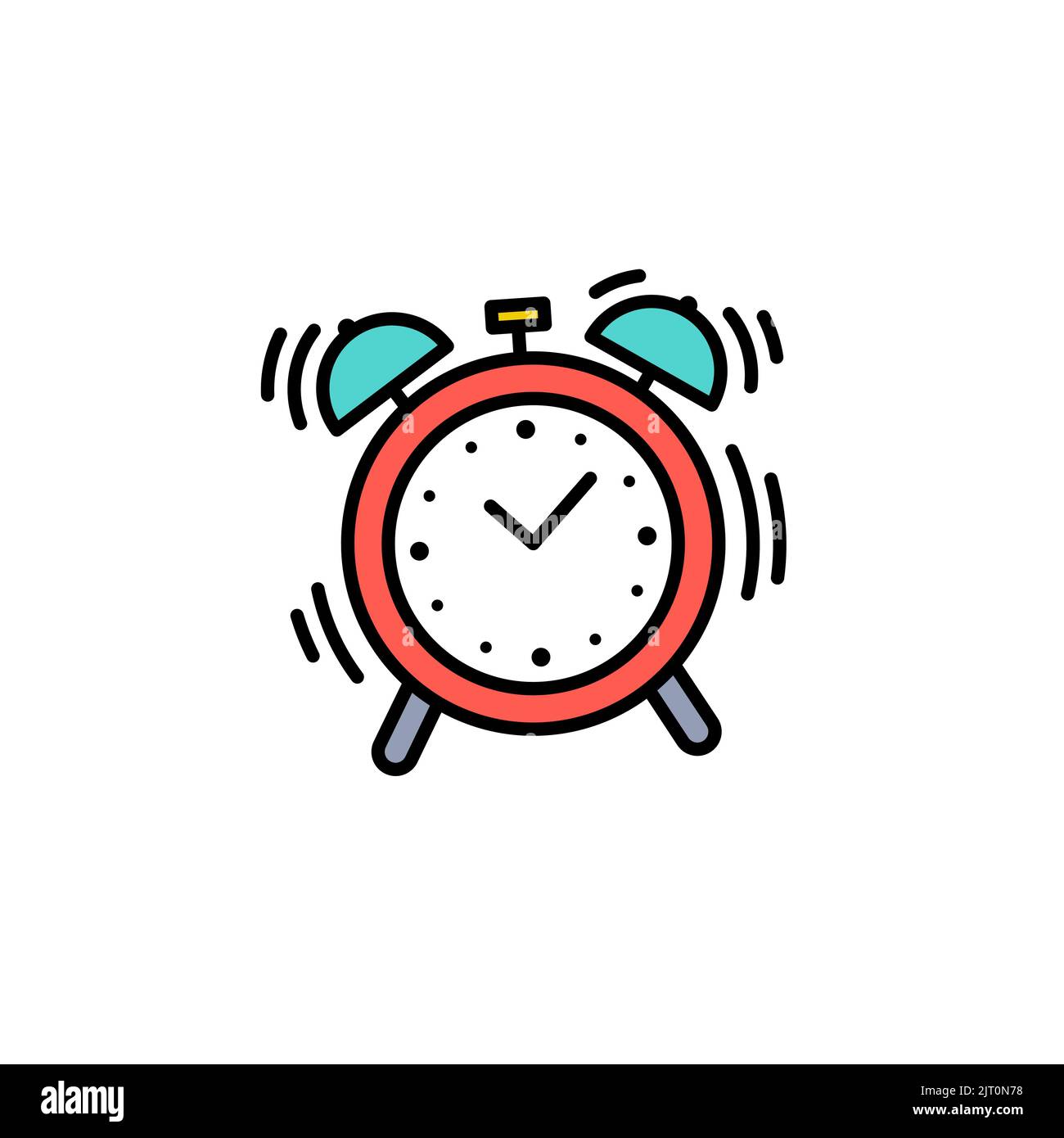 Alarm clock ringing minimalist icon. Colorful filled pictogram. Desktop ...