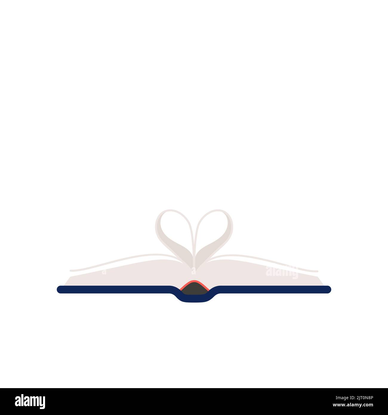Open book with heart shaped center pages. Concept of book lover ...