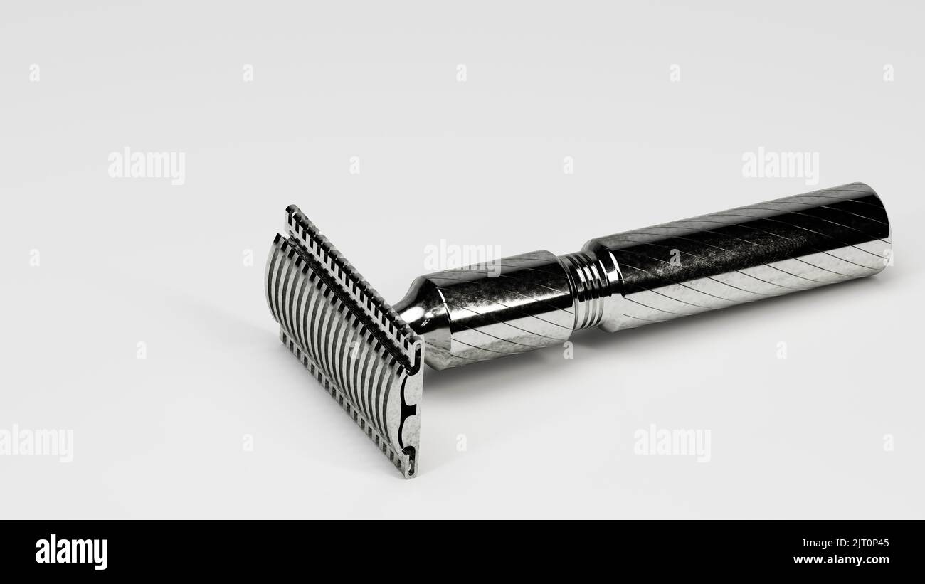 The close-up view of an adjustable razor on the white surface Stock ...