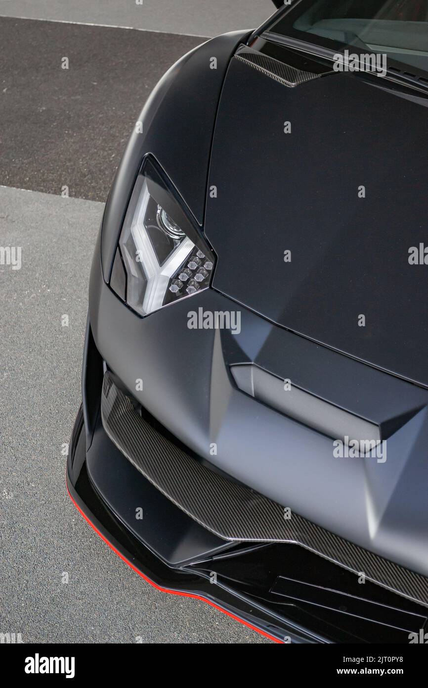 A matte black Lamborghini Aventador SVJ luxury car Stock Photo - Alamy
