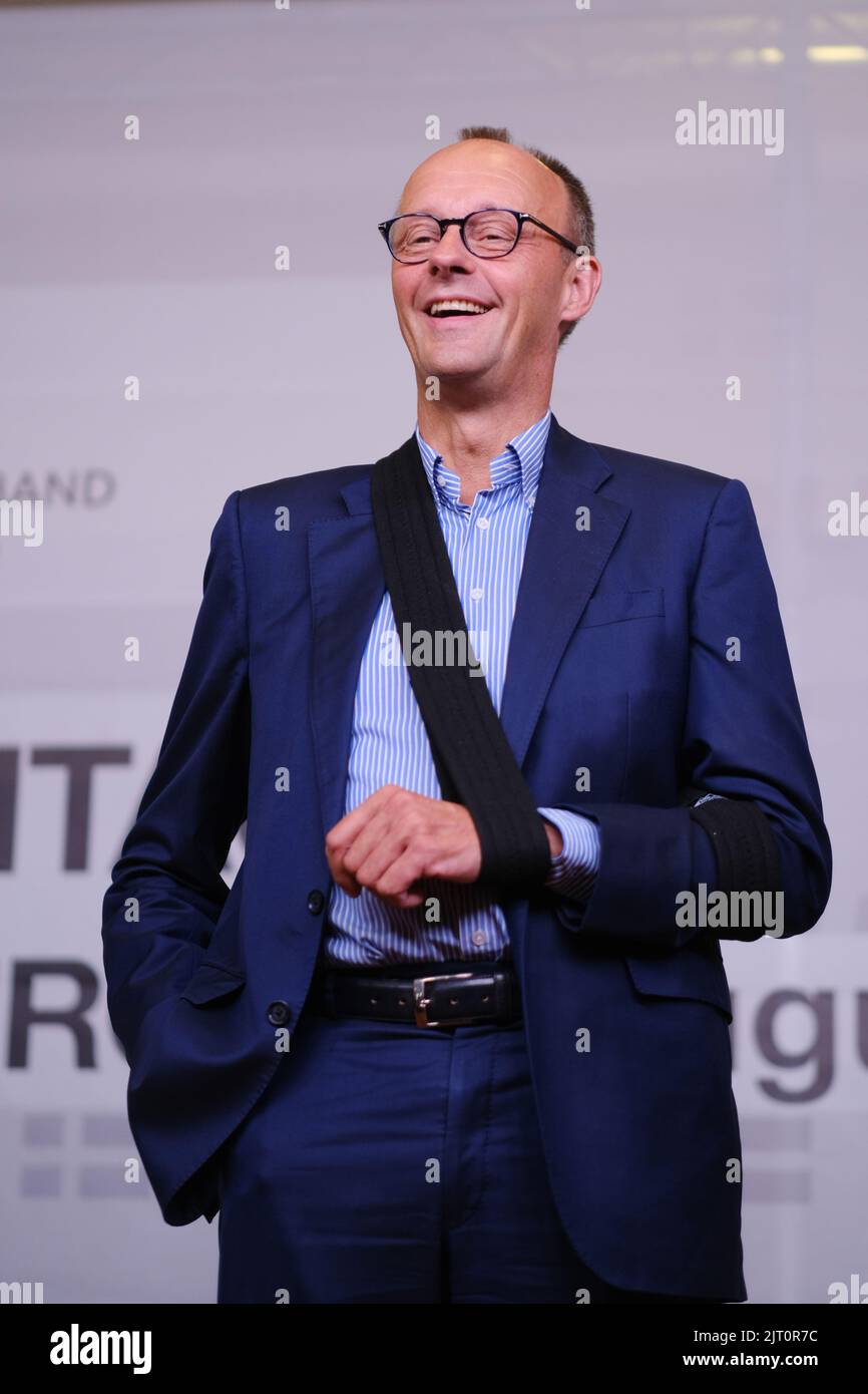 Wardenburg, Germany. 27th Aug, 2022. CDU party chairman Friedrich Merz ...