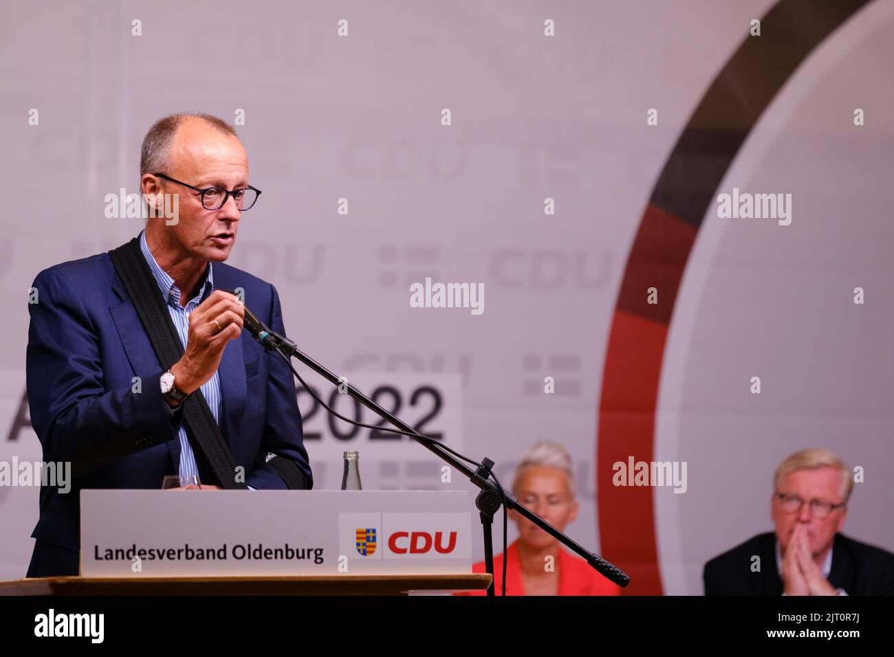 Wardenburg, Germany. 25th Aug, 2022. CDU party chairman Friedrich Merz ...