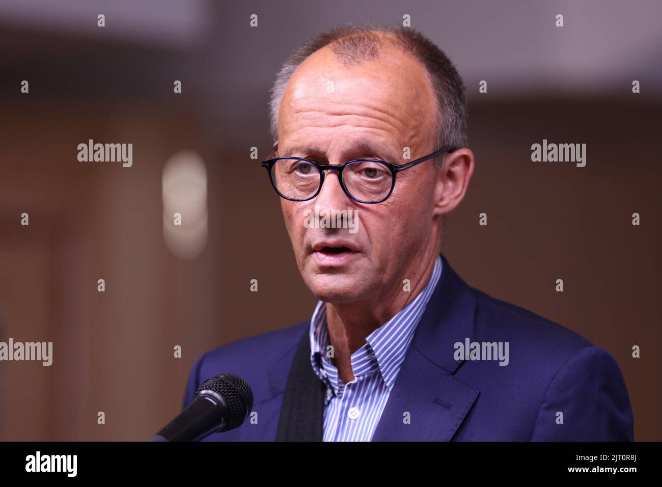 Wardenburg, Germany. 27th Aug, 2022. CDU party chairman Friedrich Merz ...