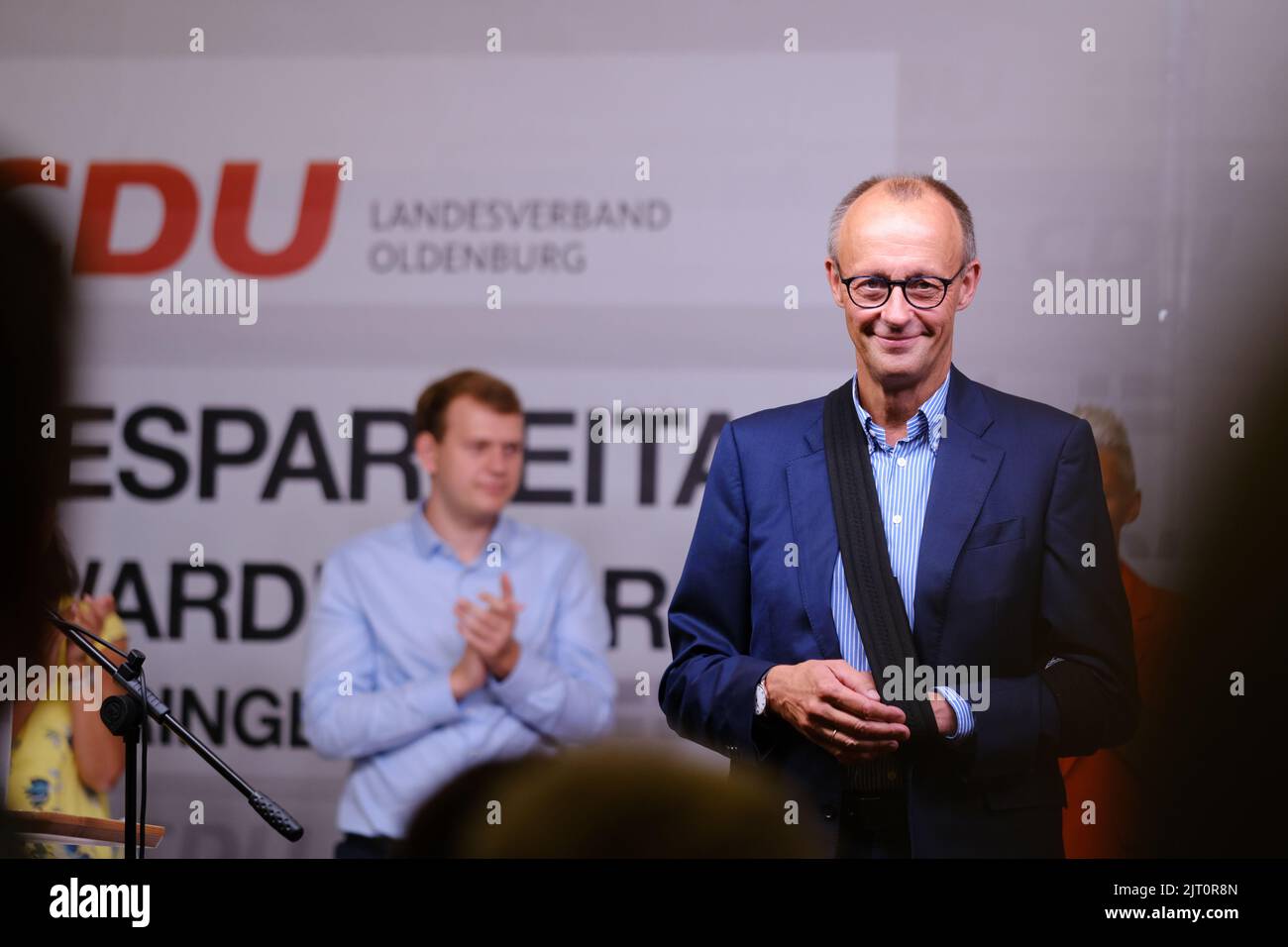 Wardenburg, Germany. 27th Aug, 2022. CDU party chairman Friedrich Merz ...