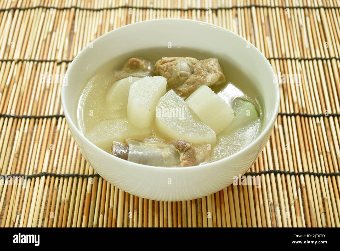 boiled slice radish with pork bone soup on bowl Stock Photo - Alamy