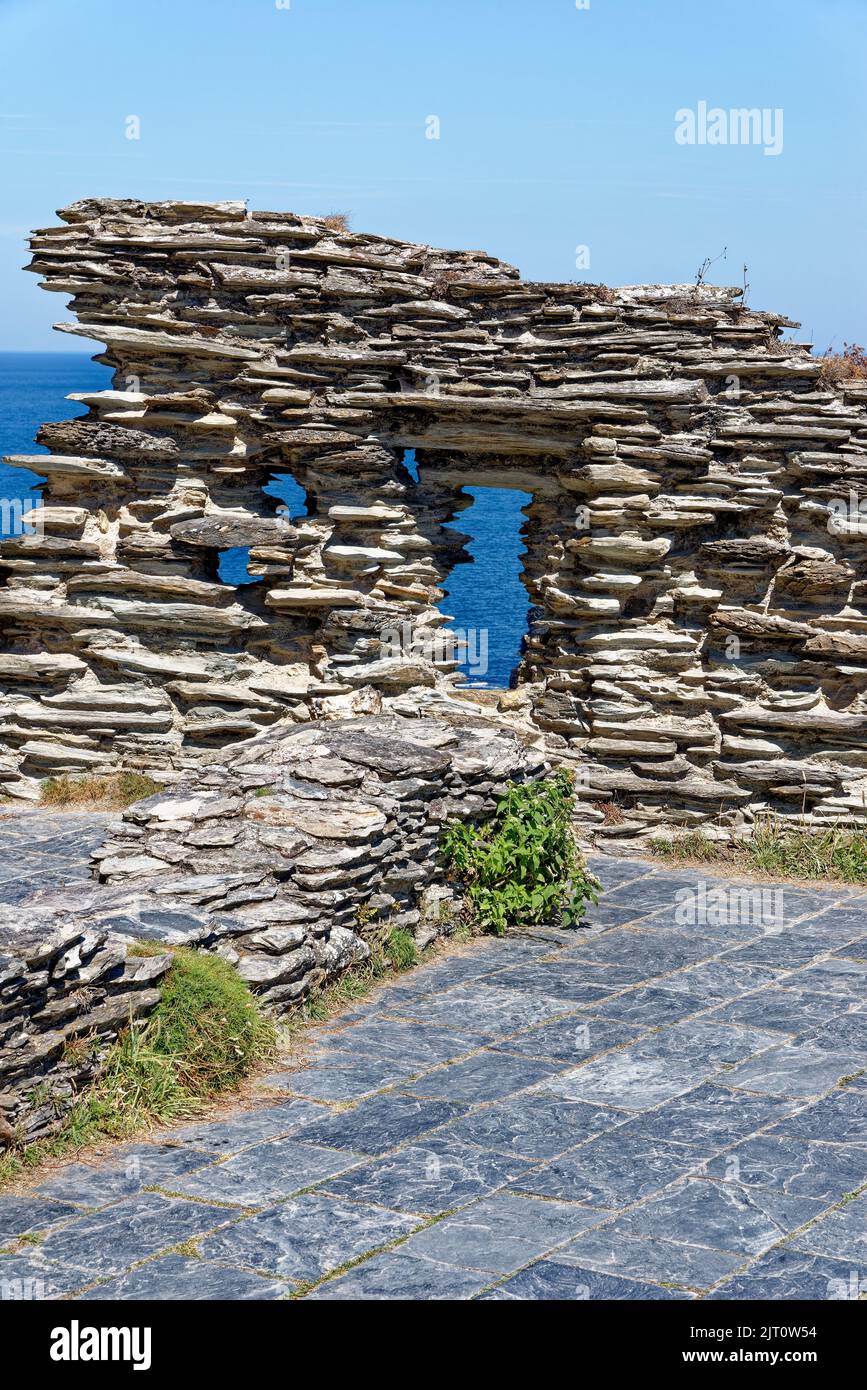 Ruins Of Tintagel Castle - a medieval fortification on top of the ...