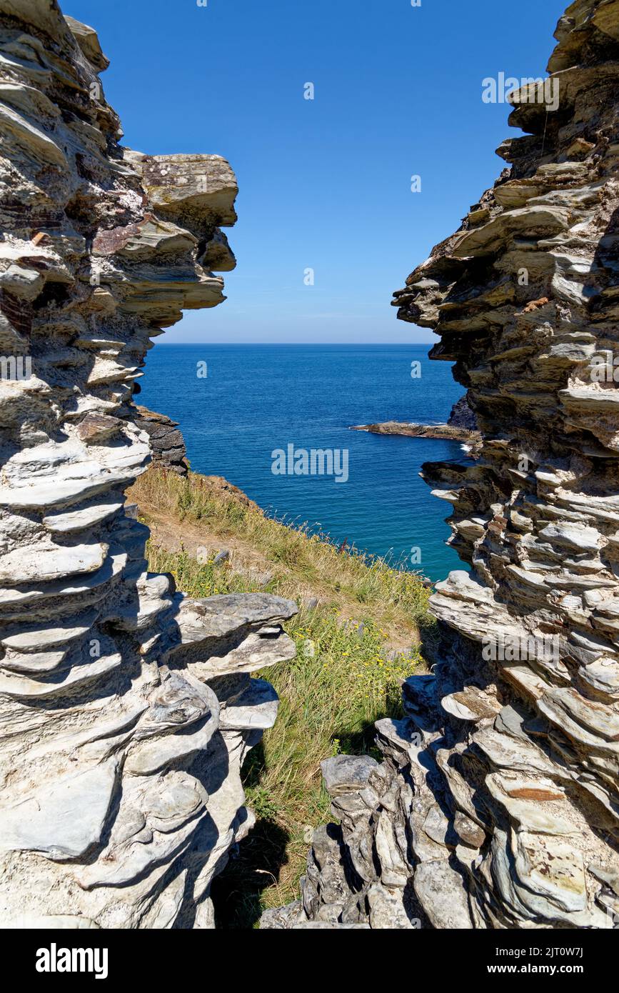 Ruins Of Tintagel Castle - a medieval fortification on top of the ...