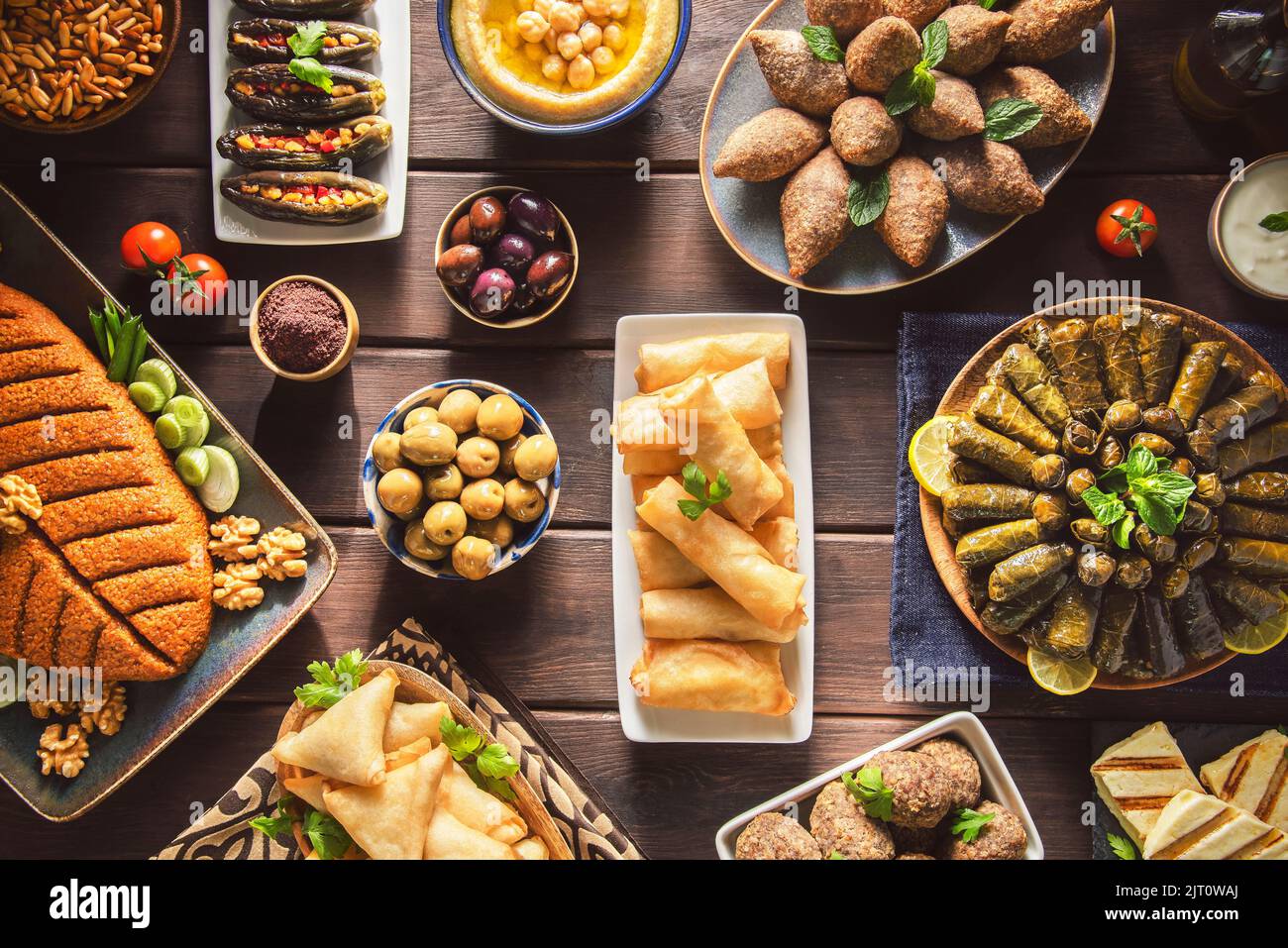 Arabic Cuisine;Middle Eastern traditional dishes and assorted meze ...