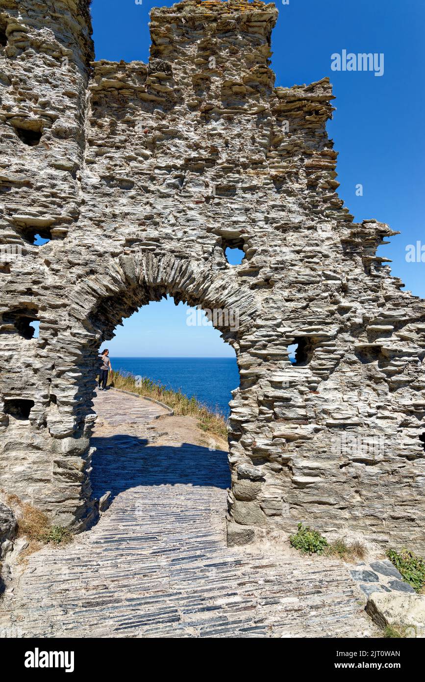 Ruins Of Tintagel Castle - a medieval fortification on top of the ...