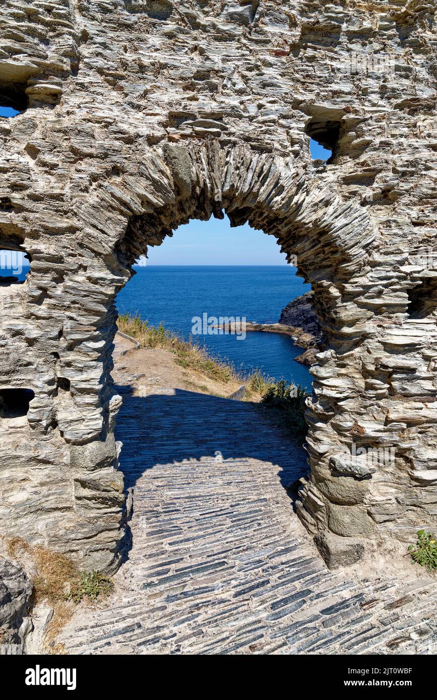 Ruins Of Tintagel Castle - a medieval fortification on top of the ...