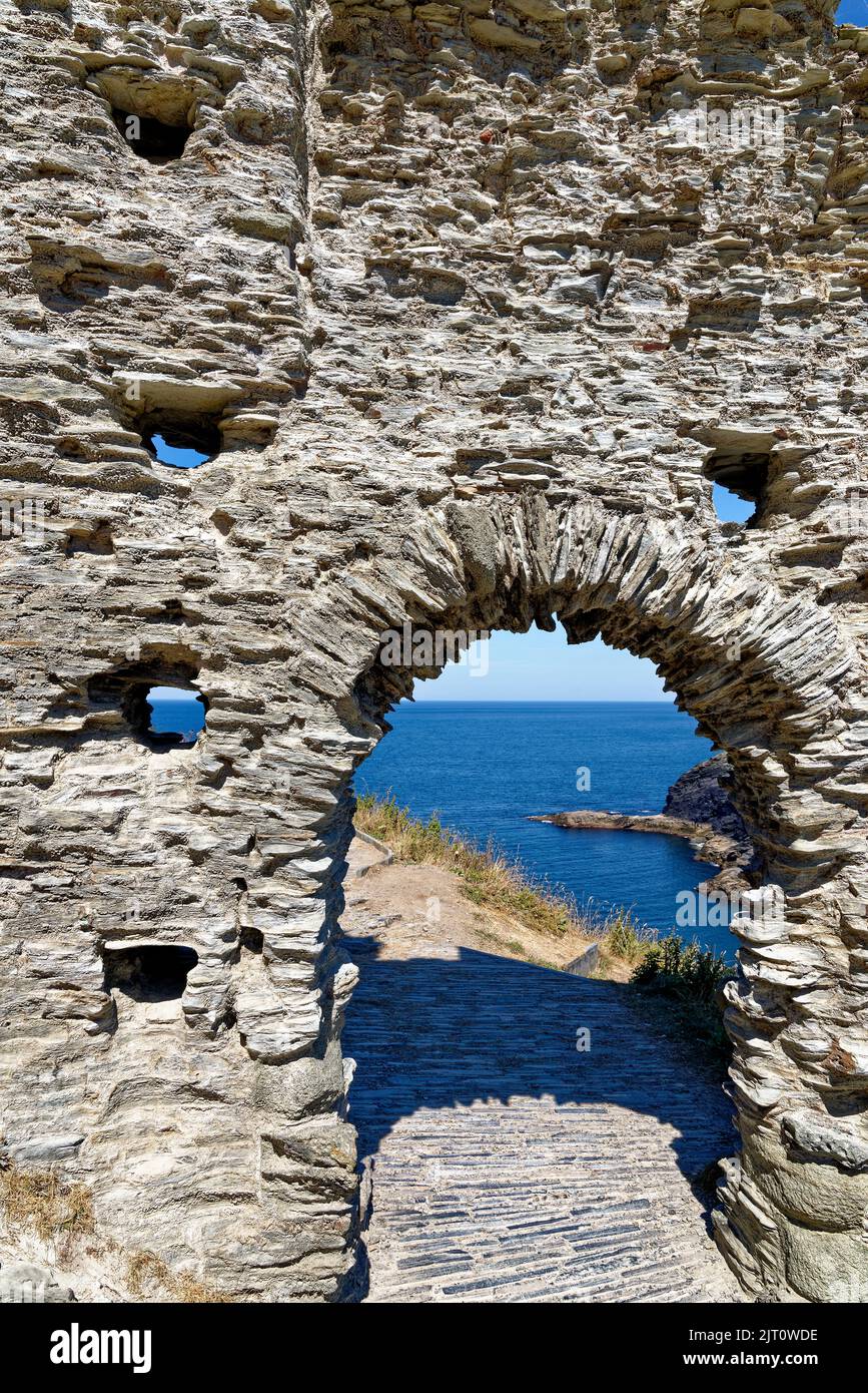 Ruins Of Tintagel Castle - a medieval fortification on top of the ...