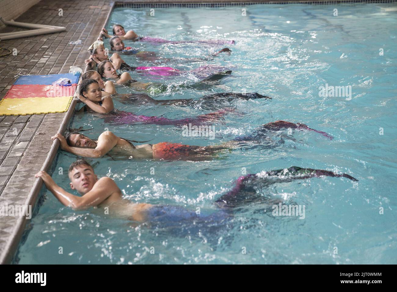 Johannesburg, South Africa. 26th Aug, 2022. Trainees practise mermaid ...