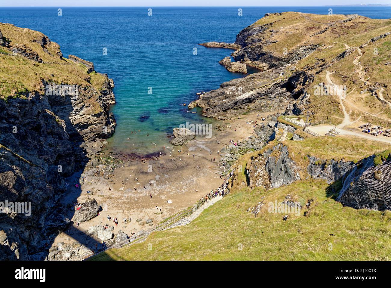 Castle beach below Tintagel Castle associated in legend with King ...