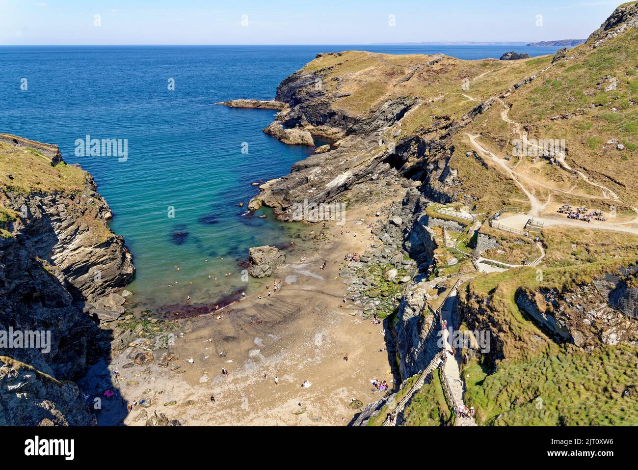 Castle beach below Tintagel Castle associated in legend with King ...