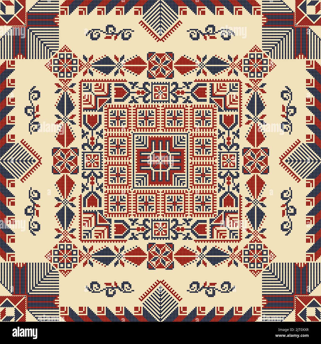 Embroidery Tatreez pattern, Palestinian fashion vector ornament Stock ...