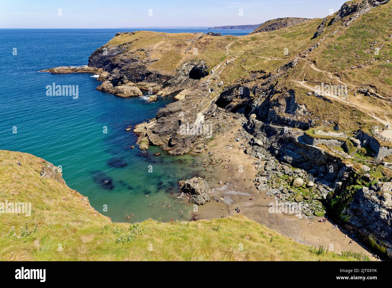 Castle beach below Tintagel Castle associated in legend with King ...