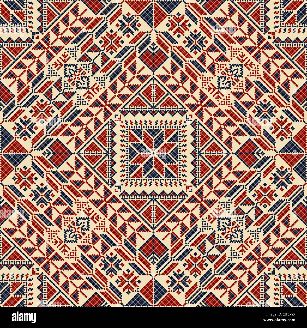 Embroidery Tatreez pattern, Palestinian fashion vector ornament Stock ...