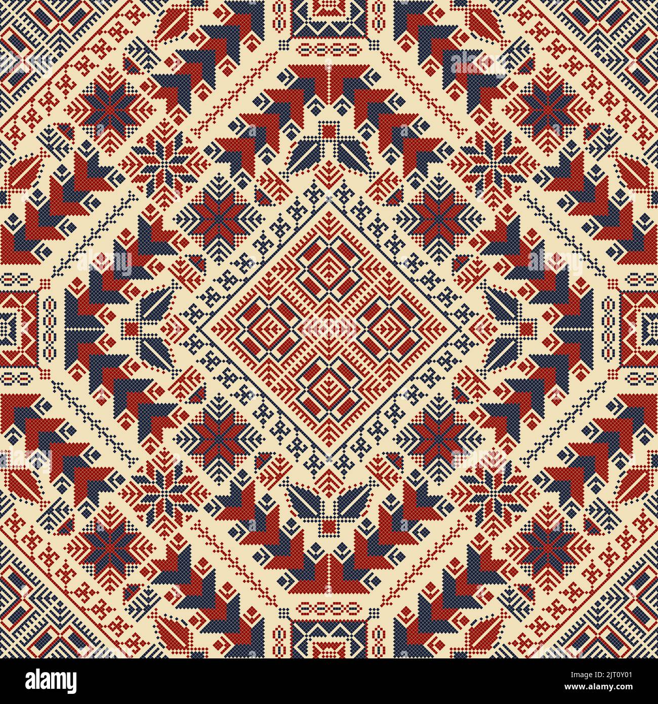 Embroidery Tatreez pattern, Palestinian fashion vector ornament Stock ...