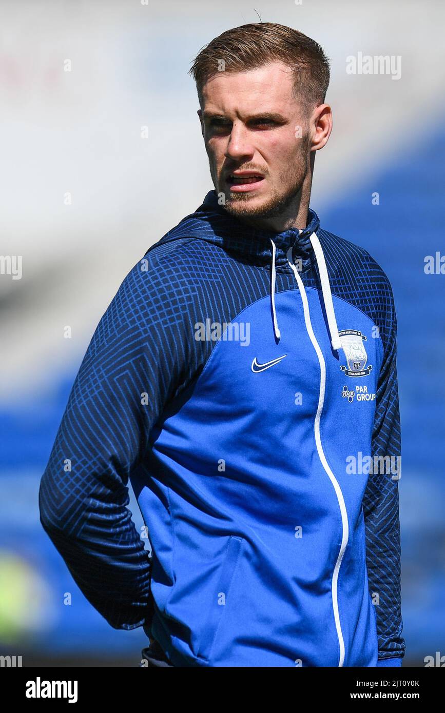 Liam Lindsay (6) of Preston North End pre match pitch inspection Stock ...