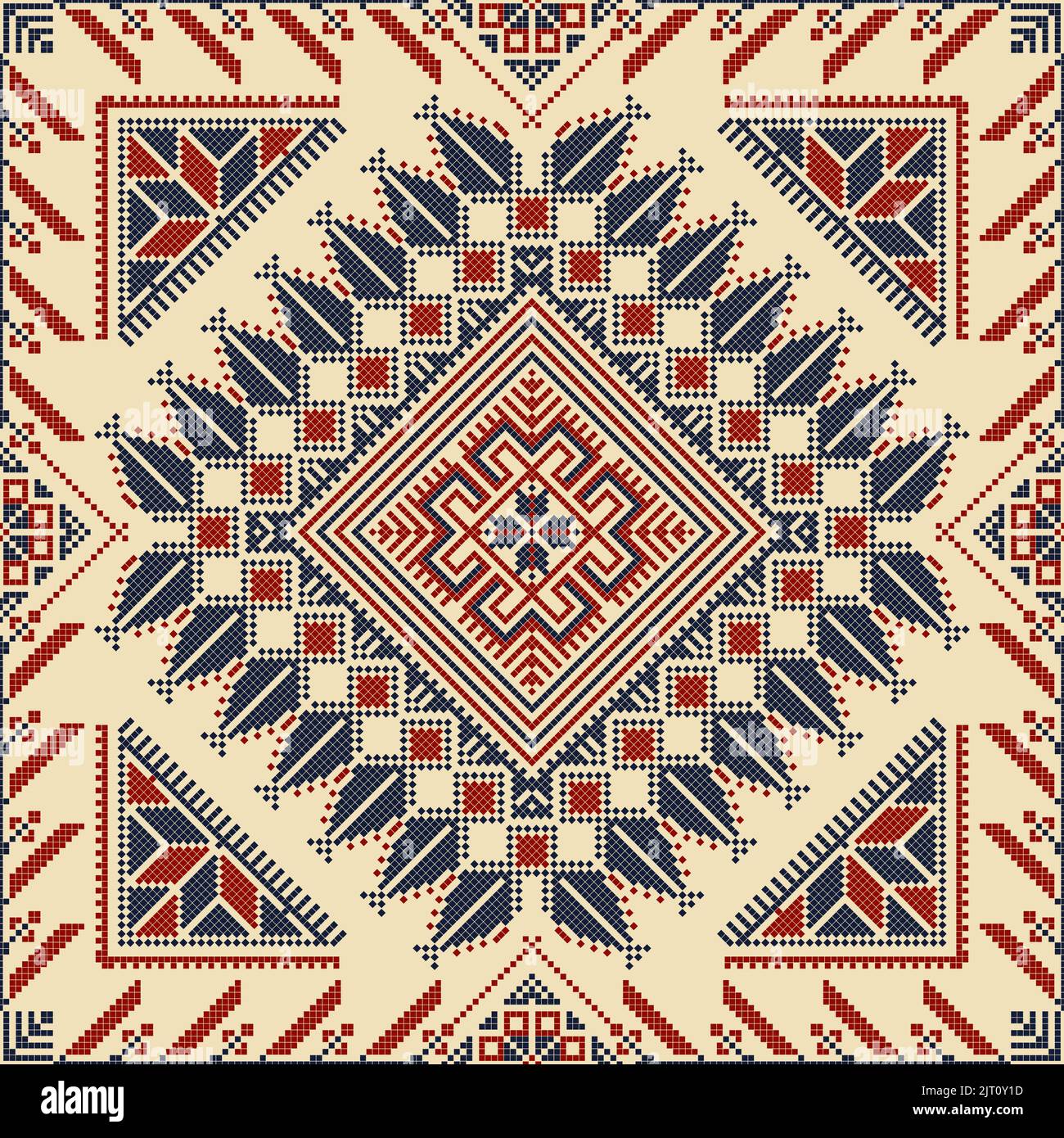 Embroidery Tatreez pattern, Palestinian fashion vector ornament Stock ...