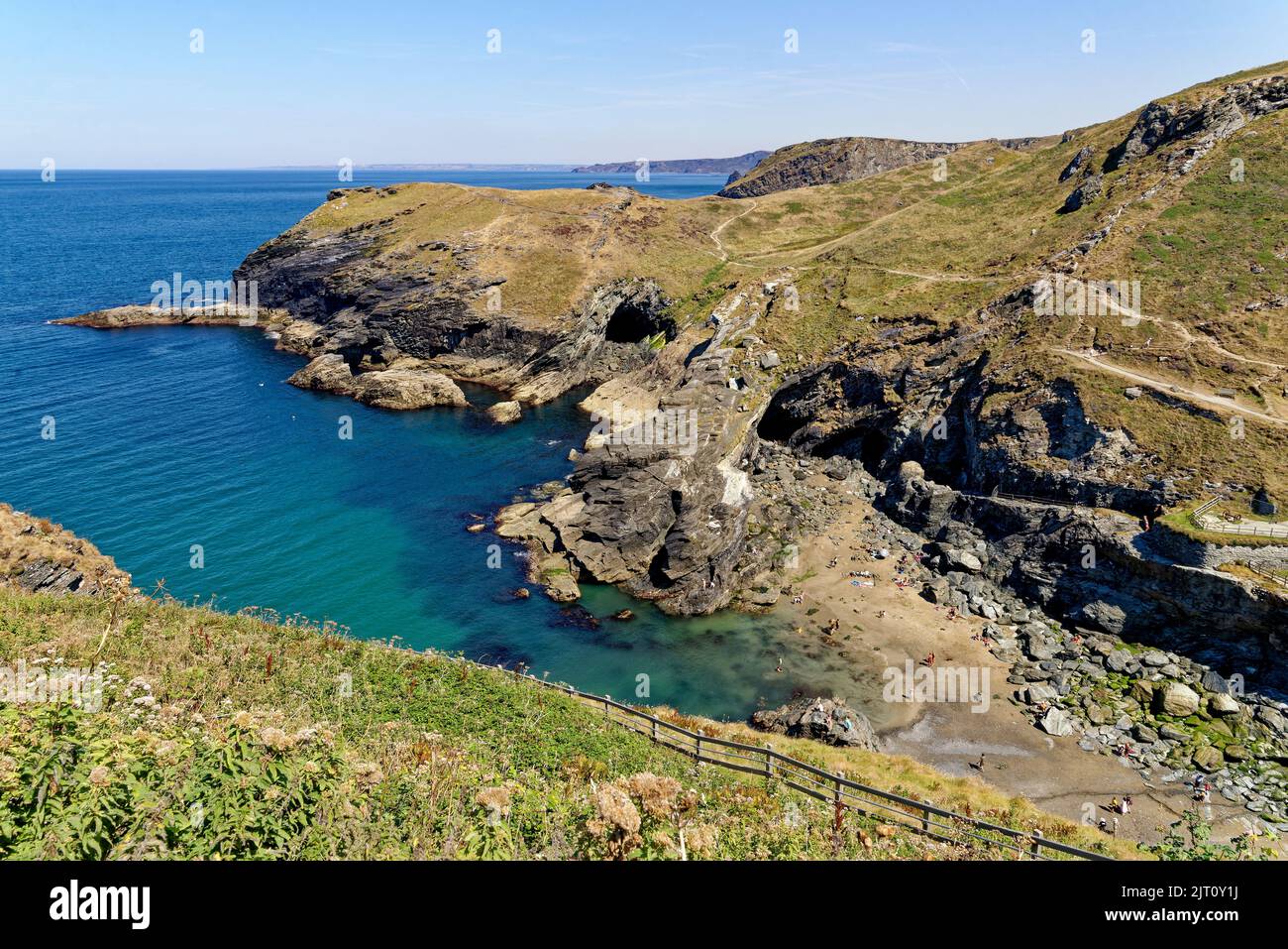 Castle beach below Tintagel Castle associated in legend with King ...