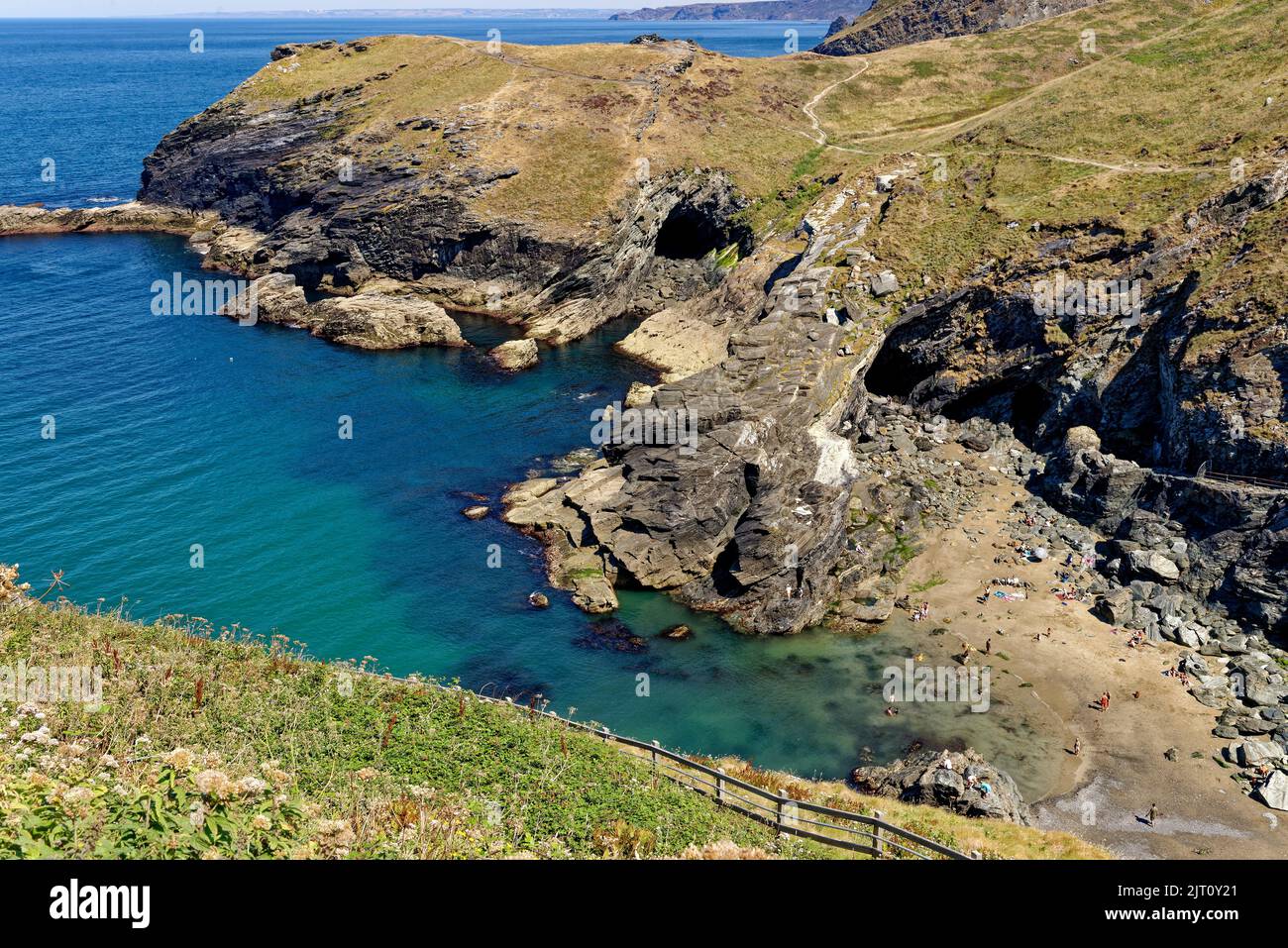 Castle beach below Tintagel Castle associated in legend with King ...