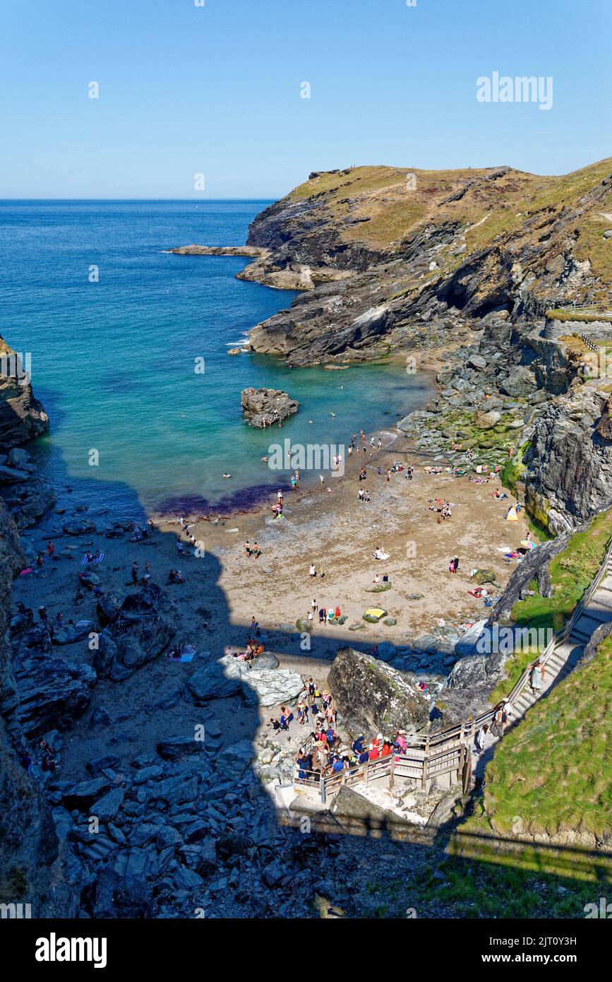 Castle beach below Tintagel Castle associated in legend with King ...