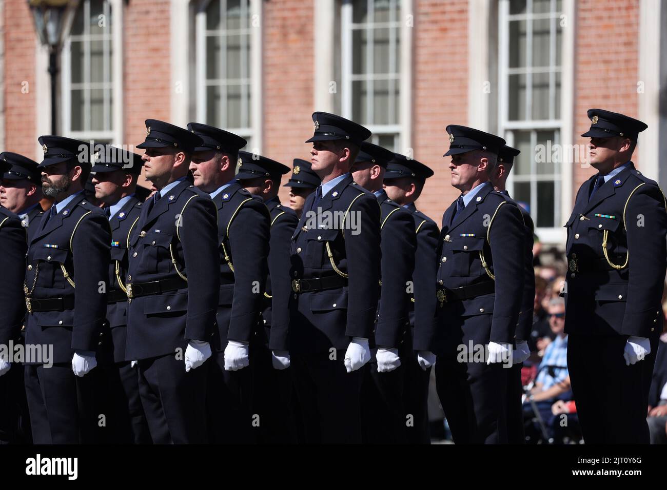 Gardai during a parade at Dublin Castle in Dublin marking 100 years ...