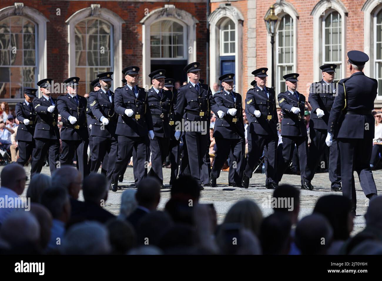 Gardai during a parade at Dublin Castle in Dublin marking 100 years ...