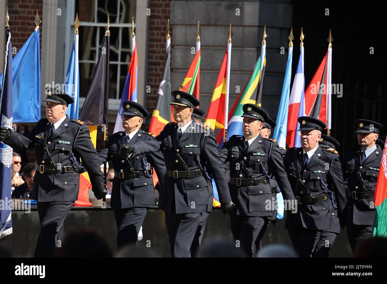 Gardai during a parade at Dublin Castle in Dublin marking 100 years ...