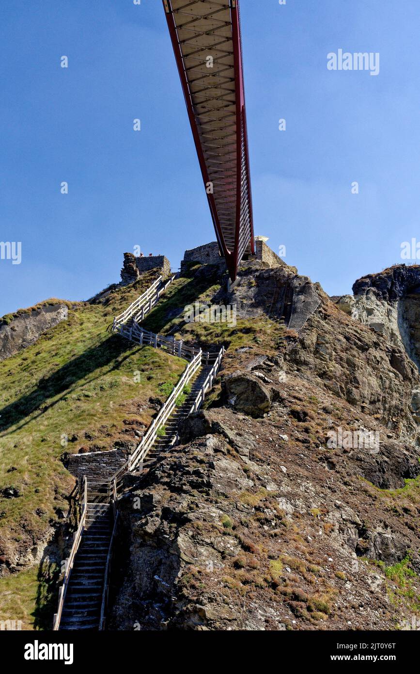 The Tintagel Bridge opened in 2019 connects the mainland with the ...
