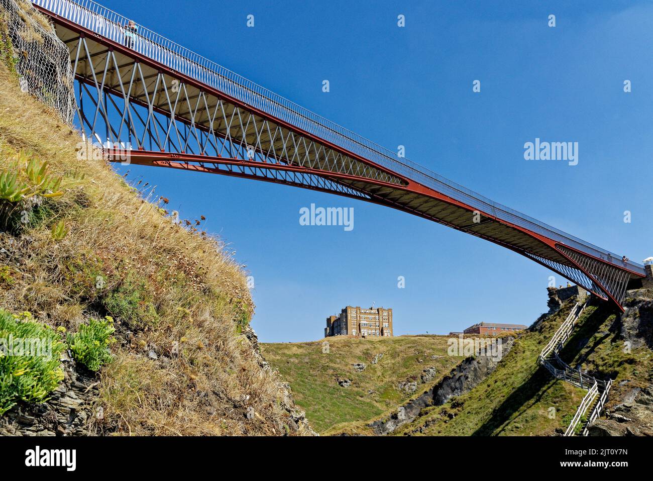 The Tintagel Bridge opened in 2019 connects the mainland with the ...
