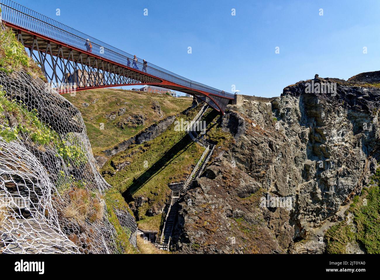 The Tintagel Bridge opened in 2019 connects the mainland with the ...