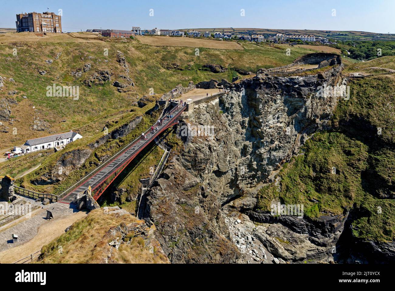 The Tintagel Bridge opened in 2019 connects the mainland with the ...