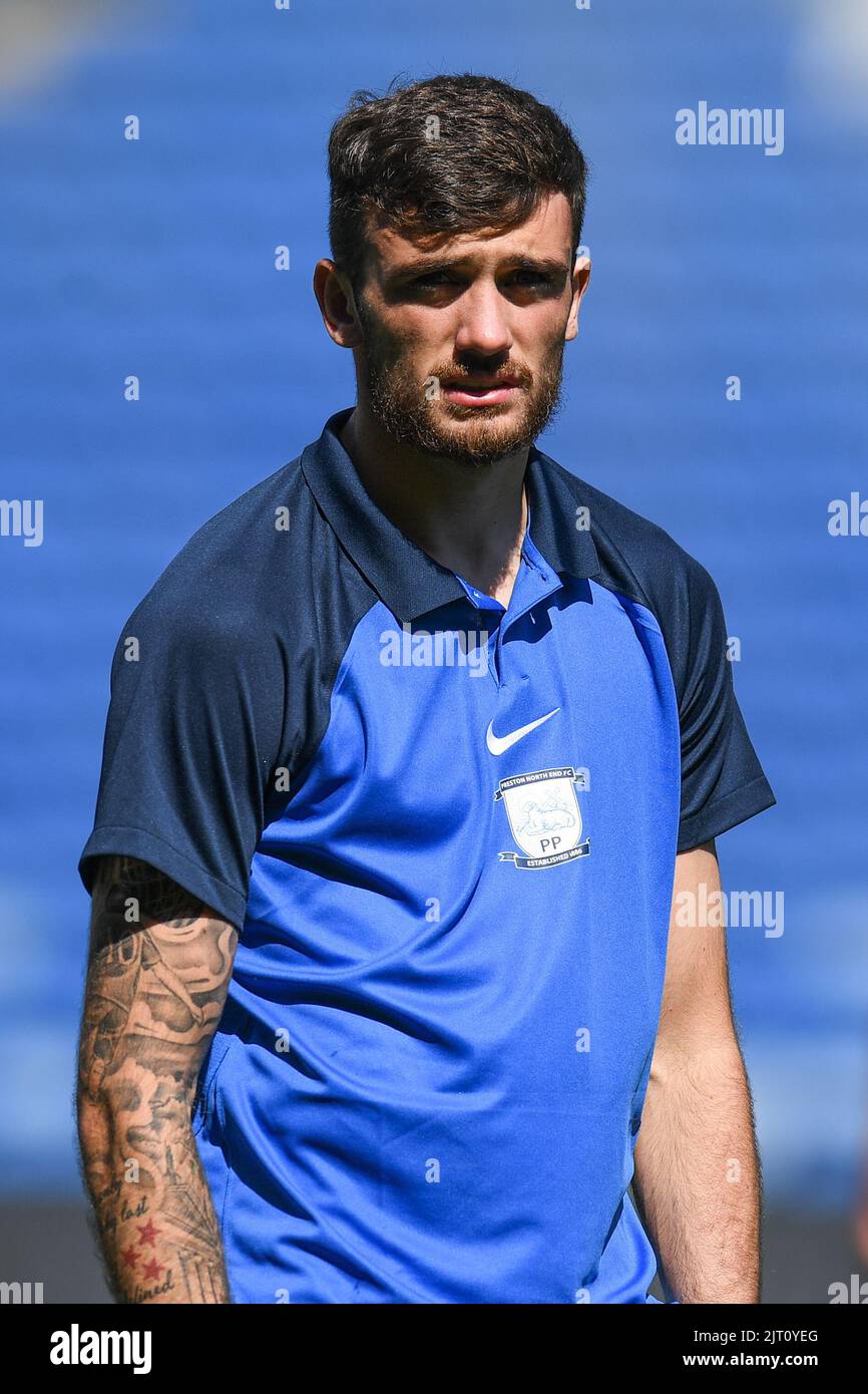 Troy Parrott (15) of Preston North End pre match pitch inspection Stock ...