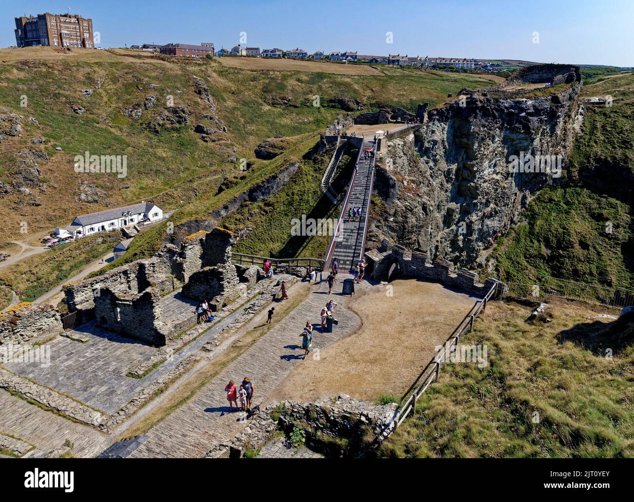 The Tintagel Bridge opened in 2019 connects the mainland with the ...