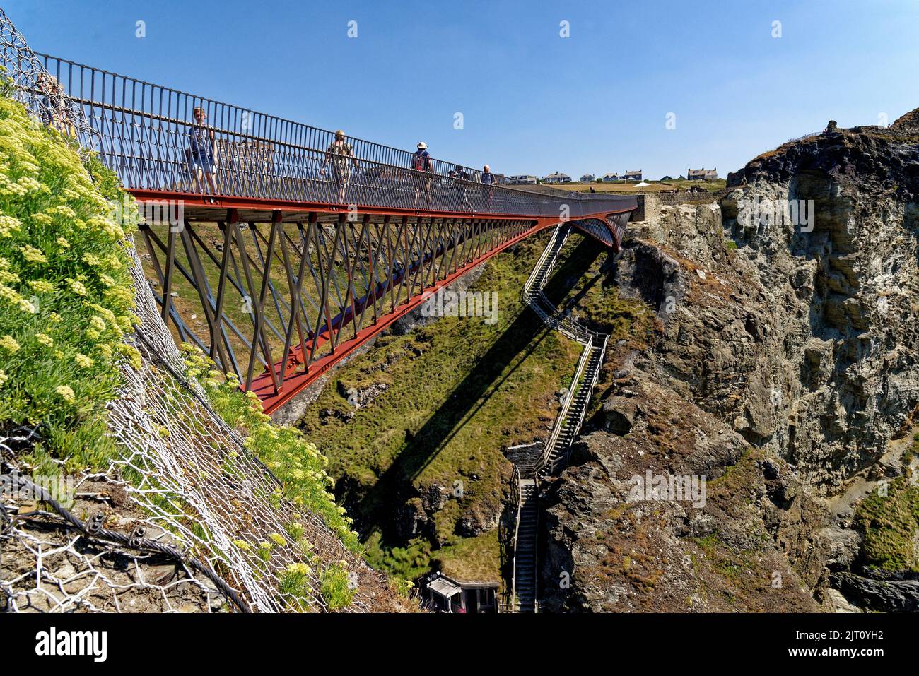 The Tintagel Bridge opened in 2019 connects the mainland with the ...