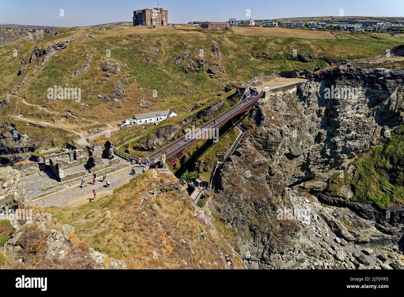 The Tintagel Bridge opened in 2019 connects the mainland with the ...
