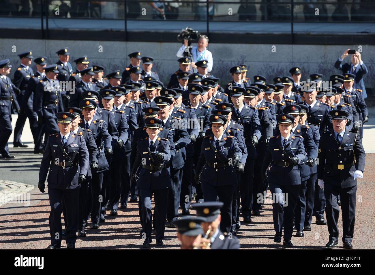 Gardai during a parade into Dublin Castle in Dublin marking 100 years ...