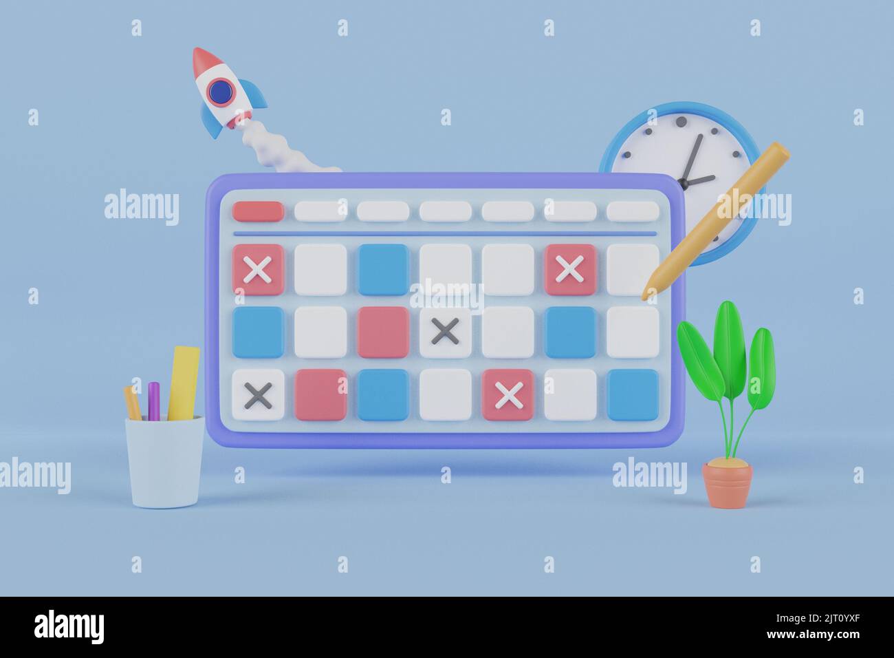 3D Time management, checklist and successful work concept.Getting ... 3D Time management, checklist and successful work concept.Getting ...