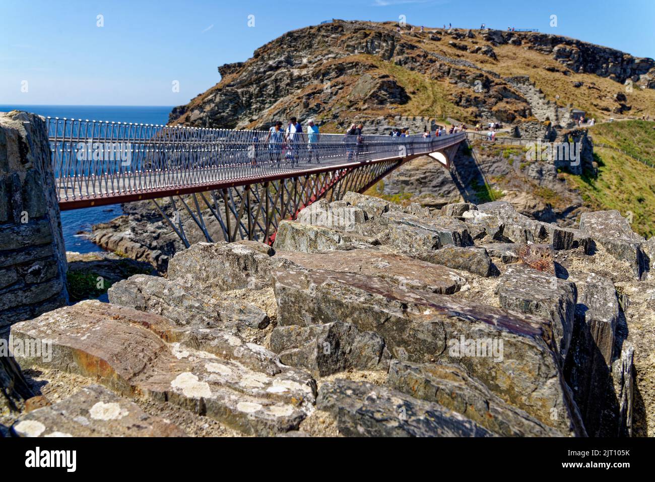 The Tintagel Bridge opened in 2019 connects the mainland with the ...