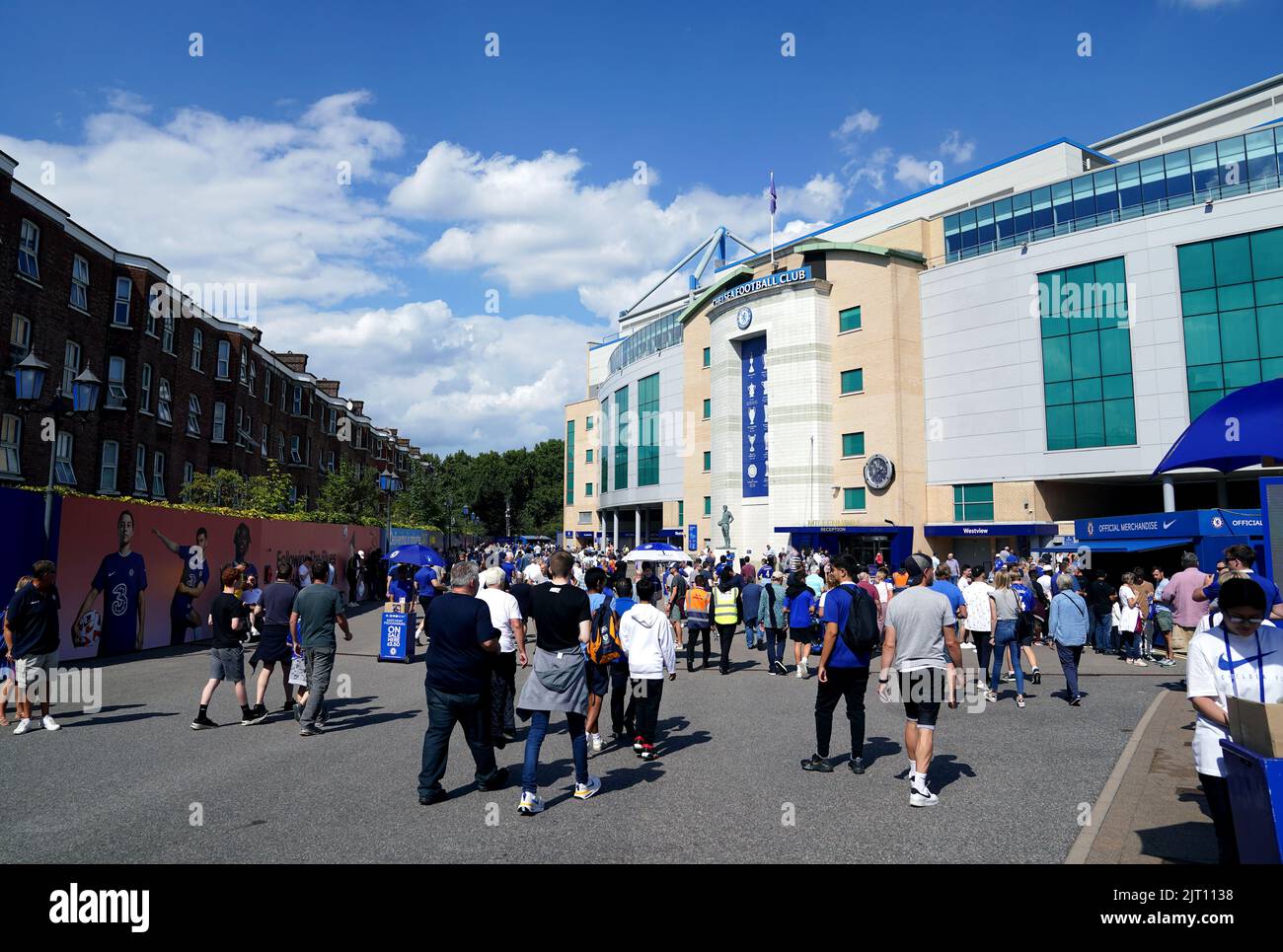Chelsea fans make their way to the stadium ahead of the Premier League ...